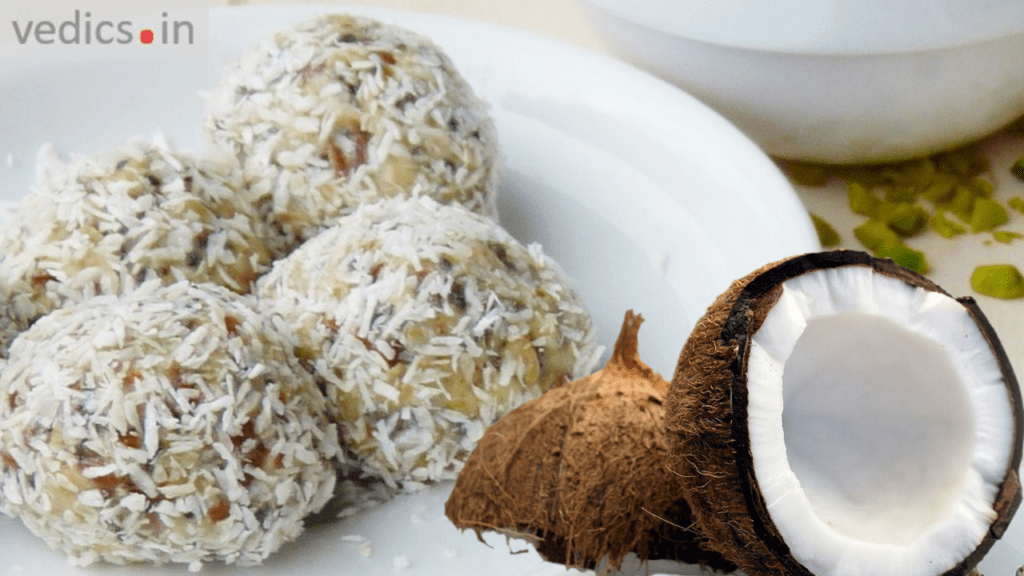 Coconut and dry fruits laddu | Narial k laddu with fresh coconut | Vedics